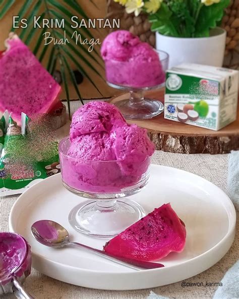 Resep Es Krim Santan Buah Naga Rumahan Sehat Dan Tanpa Pemanis Buatan
