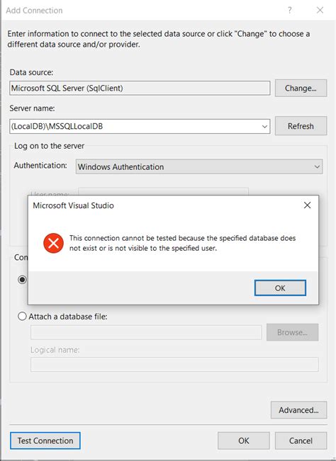 Sql Server Cannot Access LocalDb In Visual Studio After Copied DB From Another Project Stack