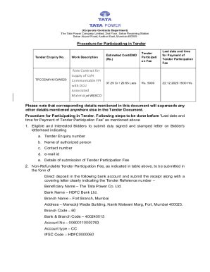 Fillable Online Tender Reference No TPCODM RS O W021 Procedure