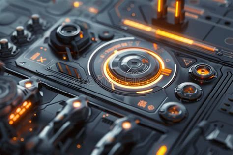 Futuristic Robotics Control Ui With Progress Bar And Metallic Glowing