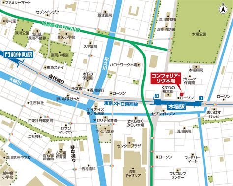 現地案内図｜【公式】コンフォリア・リヴ木場｜江東区｜「木場」駅の高級賃貸マンション