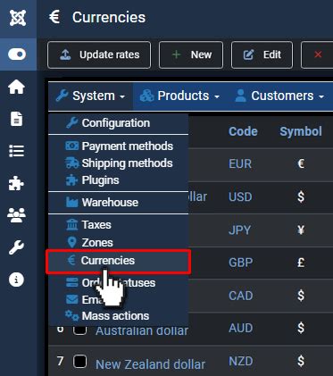 HikaShop Currencies In HikaShop