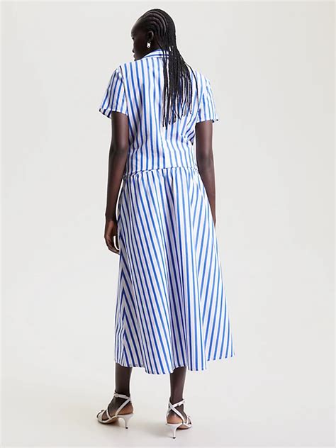 Stripe Poplin Midi Skirt White Tommy Hilfiger