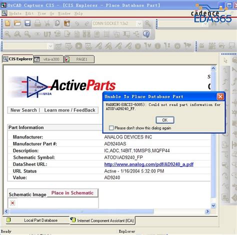 Capture Cis 166的 Ica网络符号库元件符号调用报错orcis 6085~~ Cadence Allegro Pcb 教程