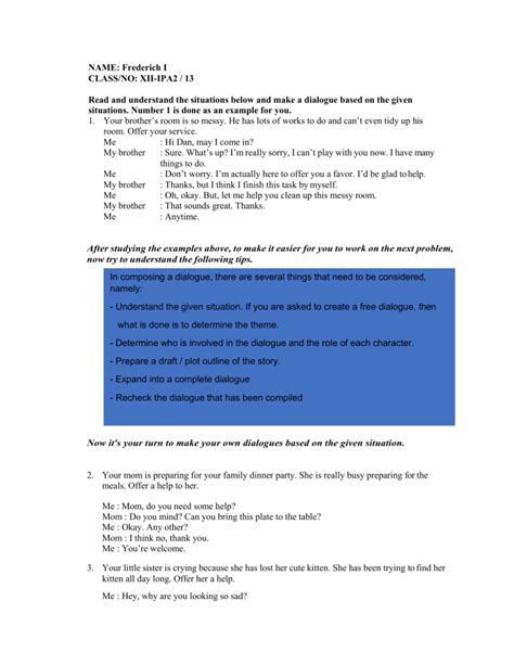 Dialogue Practice Offering Help Scenarios