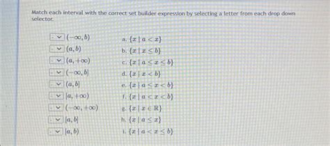 solved match each interval with the correct set builder
