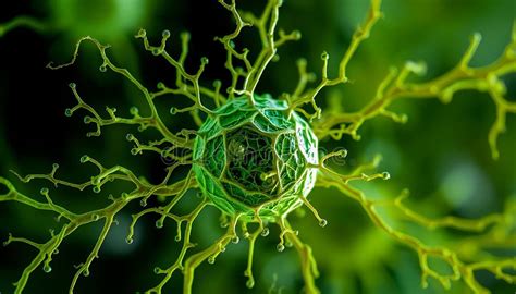 Abstract Green Neuron Network Digital Technology And Neural Connection