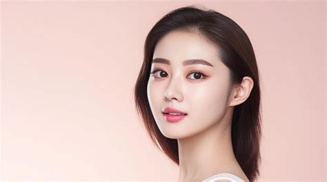 Premium Ai Image Beautiful Sweet Girl Of Asian Appearance On A Plain