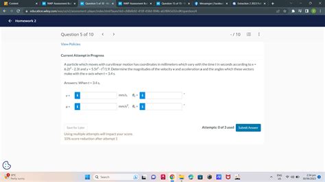 Solved A Particle Which Moves With Curvilinear Motion Has Chegg