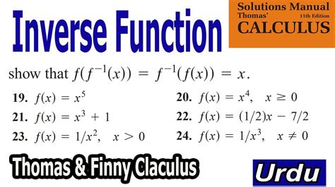 Inverse Function Calculus And Analytical Geometry Thomas Calculus Youtube