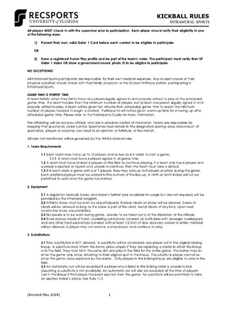 Kickball Summer A 2024 Rules | PDF