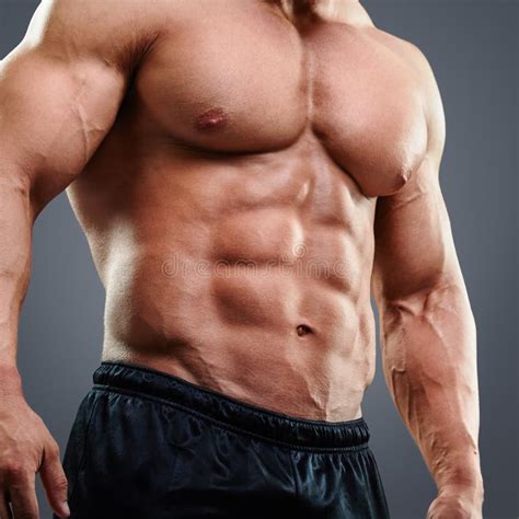 Strained Chest And Abs Stock Image Image Of Male Cropped 65868149