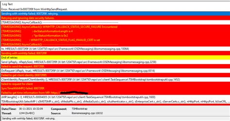 Facing Issue Sending With Win Failed 80072f8f Retrying While