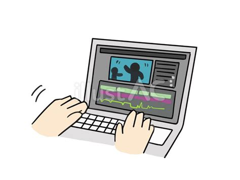 動画編集しているパソコンのイラストイラスト no 23270675｜無料イラスト・フリー素材なら「イラストac」