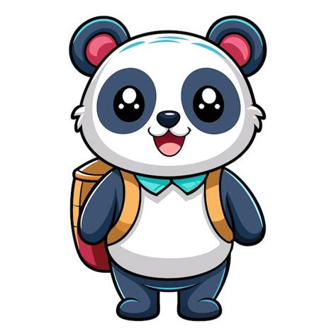 Caracteres de desenho animado bonitos panda está de volta ir para