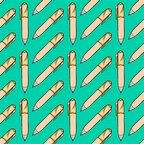 Pen Pattern Seamless Pattern On Light Blue Background 13765442 Vector