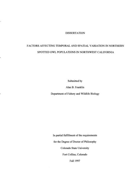 Pdf Factors Affecting Temporal And Spatial Variation In Northern Spotted Owl Populations In