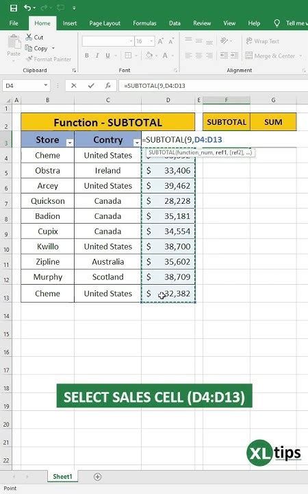 Excel Subtotal Function Efficient Data Analysis And Calculation Simplified Youtube