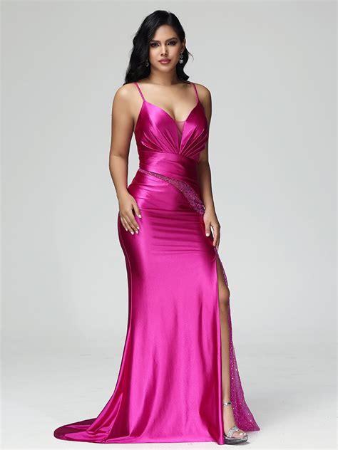 Spaghetti Straps Sweetheart Satin Prom Dresses