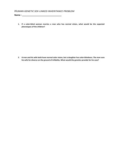 Sex Linked Inheritance Color Blindness Problems