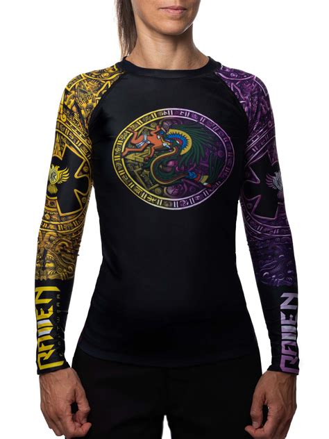 Raven Fightwear Women S Quetzalcoatl Aztec MMA BJJ Rash Guard Black Walmart