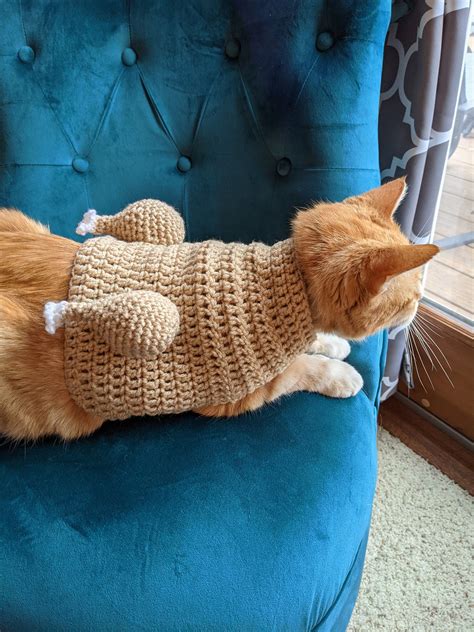 Made To Order Cooked Turkey Cat Sweater Thanksgiving Cat Sweater Etsy