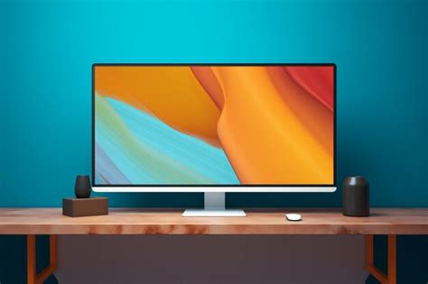 Workspace Elegance A Monitor Gracing A Modern Desk Premium Ai