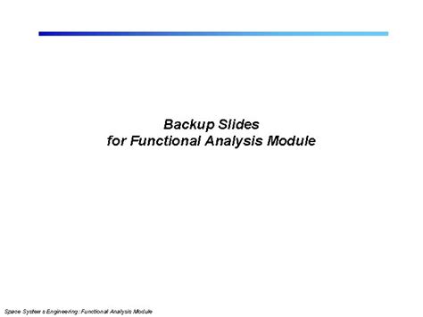 Functional Analysis Module Space Systems Engineering Version 1