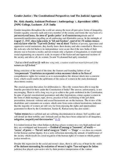 Pdf Gender Justice The Constitutional Perspectives And The Judicial
