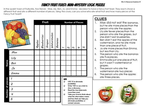 Fun Fruit Feast Mystery Logic Puzzle Free Download Engaging Brain