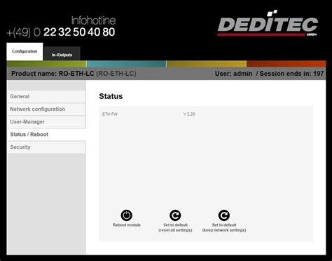 Software Description Web Interface Configuration Status