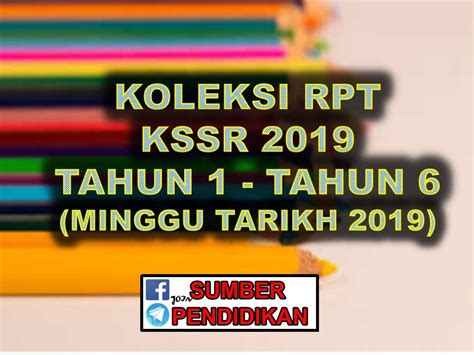 Koleksi Rancangan Pengajaran Tahunan RPT 2019 KSSR Tahun 1 Hingga Tahun