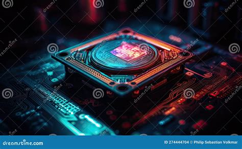 Futuristic Cpu With Intricate Circuitry Patterns And Glowing Lights