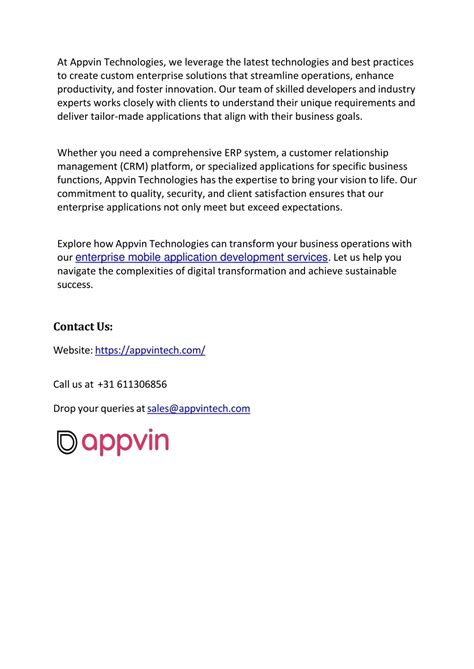 Ppt Enterprise Mobile Application By Appvin Technologies Powerpoint