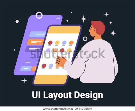 Ui Layout Design Concept Man Interacting Stock Vector Royalty Free