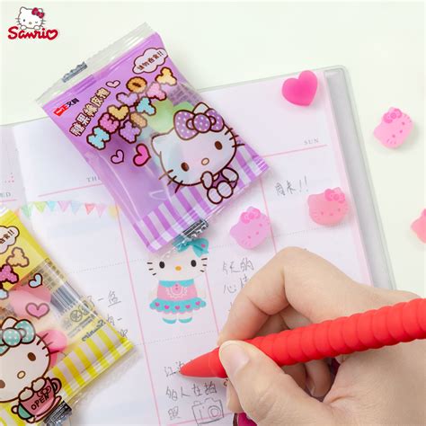 正品hello Kitty儿童糖果橡皮擦6个装彩色果冻小橡皮可爱蝴蝶结虎窝淘