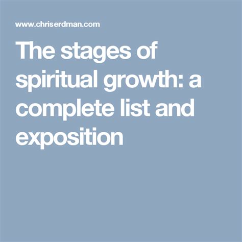 The Stages Of Spiritual Growth A Complete List And Exposition