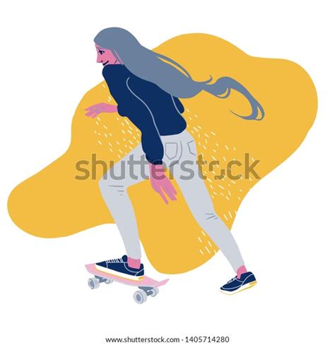Vector Flat Cartoon Girl Young Woman Stock Vector Royalty Free