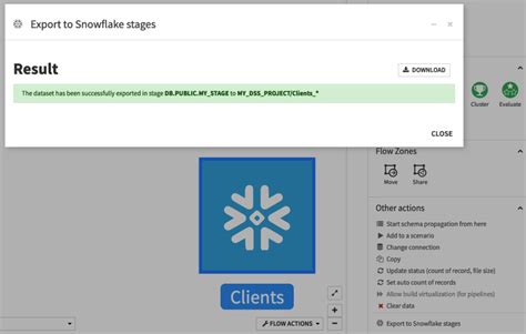 plugin snowflake stages export dataiku