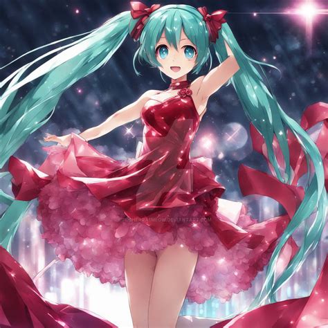 Miku Wearing A Shiny Ruby Dress By Pusherra1meow On Deviantart