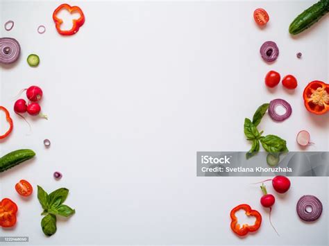 텍스트에 대 한 흰색 배경 상단 보기 공간에 신선한 야채와 음식 프레임 건강한 식생활에 대한 스톡 사진 및 기타 이미지