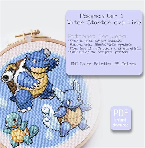 Patrón Punto De Cruz Pokémon Starters Generación 1 Línea Evo Pdf Etsy