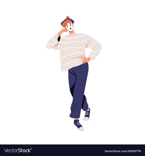 French Mime Mimic Comedian Street Actor Royalty Free Vector
