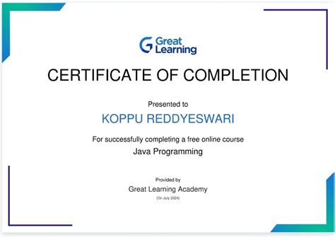 Reddy Eswari Koppu On Linkedin L Am Successfully Completed The Online Course On Java Programming
