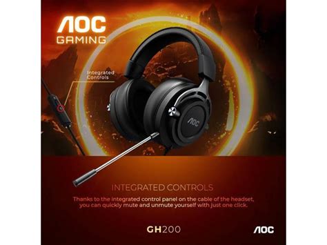 Aoc Gaming Gh200 Wired Gaming Headset With 2 0 Stereo Sound Built In