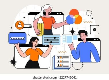 Ui Ux Design Men Women Develop Stock Vector Royalty Free 2227748041 Shutterstock