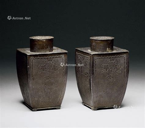 锡刻花卉纹四方茶叶罐 （一对）2015年春季拍卖会横滨国际拍品价格图片拍卖专场拍卖会预展拍卖会结果卓克拍卖频道