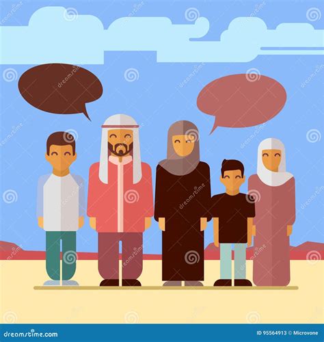 Sozialkonzeptdesign Der Flachen Arabischen Familie Vektor Abbildung