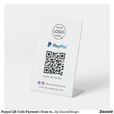 Paypal Qr Code Payment Scan To Pay Business Logo Pedestal Sign