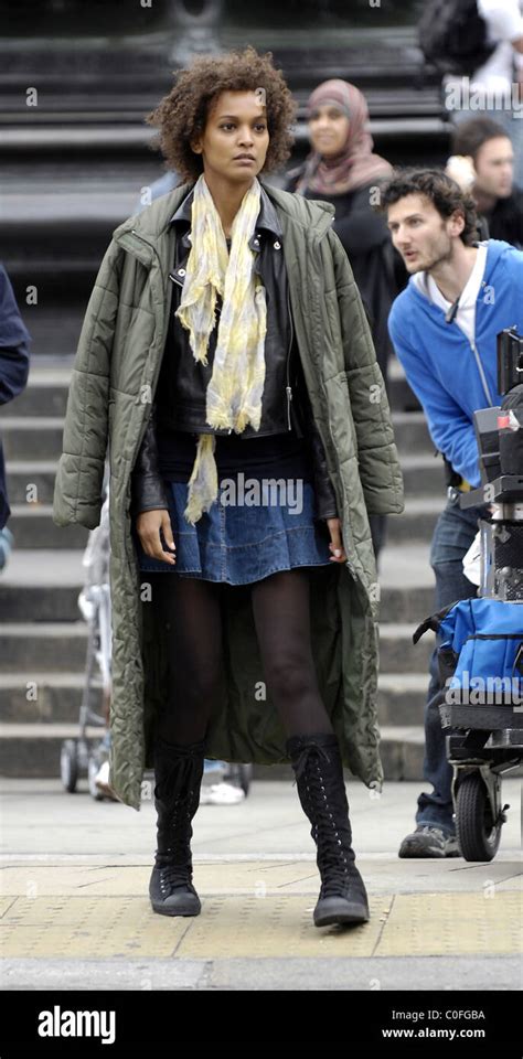 Liya Kebede At A Photoshoot For Estee Lauder At Piccadilly Circus
